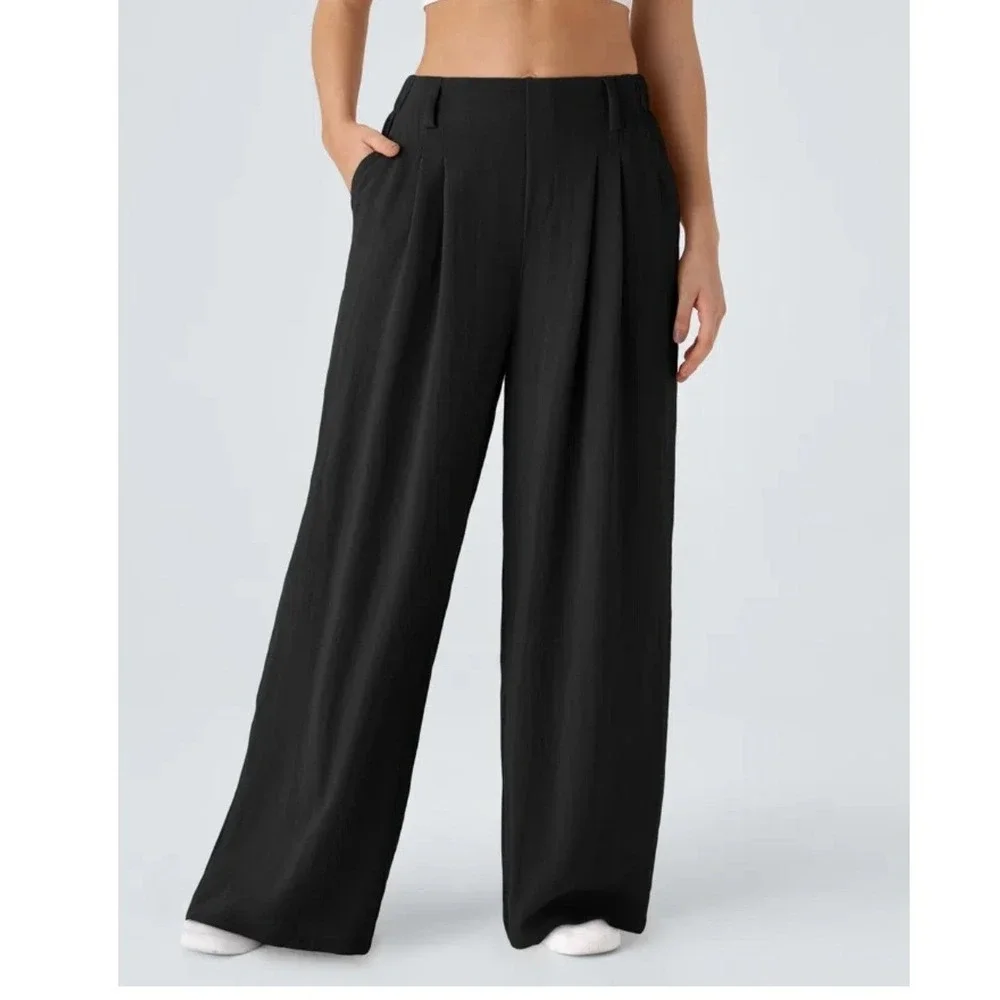 HALARA | Pants & Jumpsuits | Halara High Waisted Wide Leg Flowy Black ...